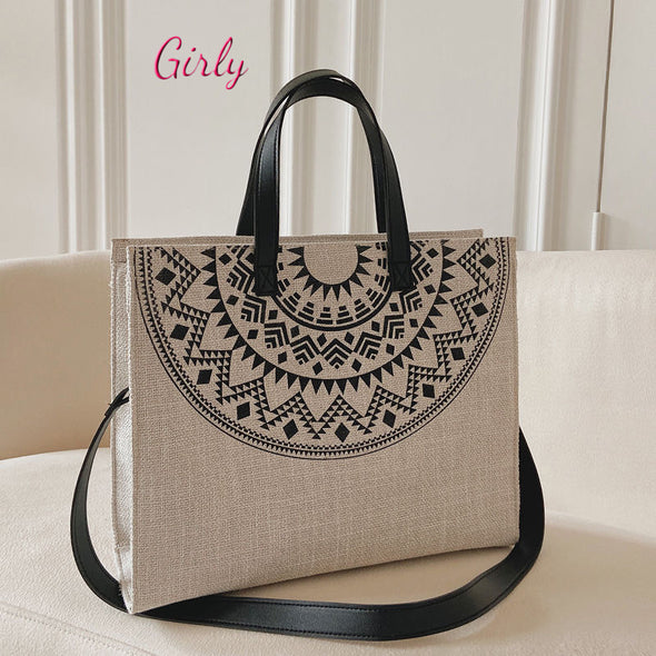 شنطة كتف كتان وجلد بجودة عالية – Top Seller Bag – girly